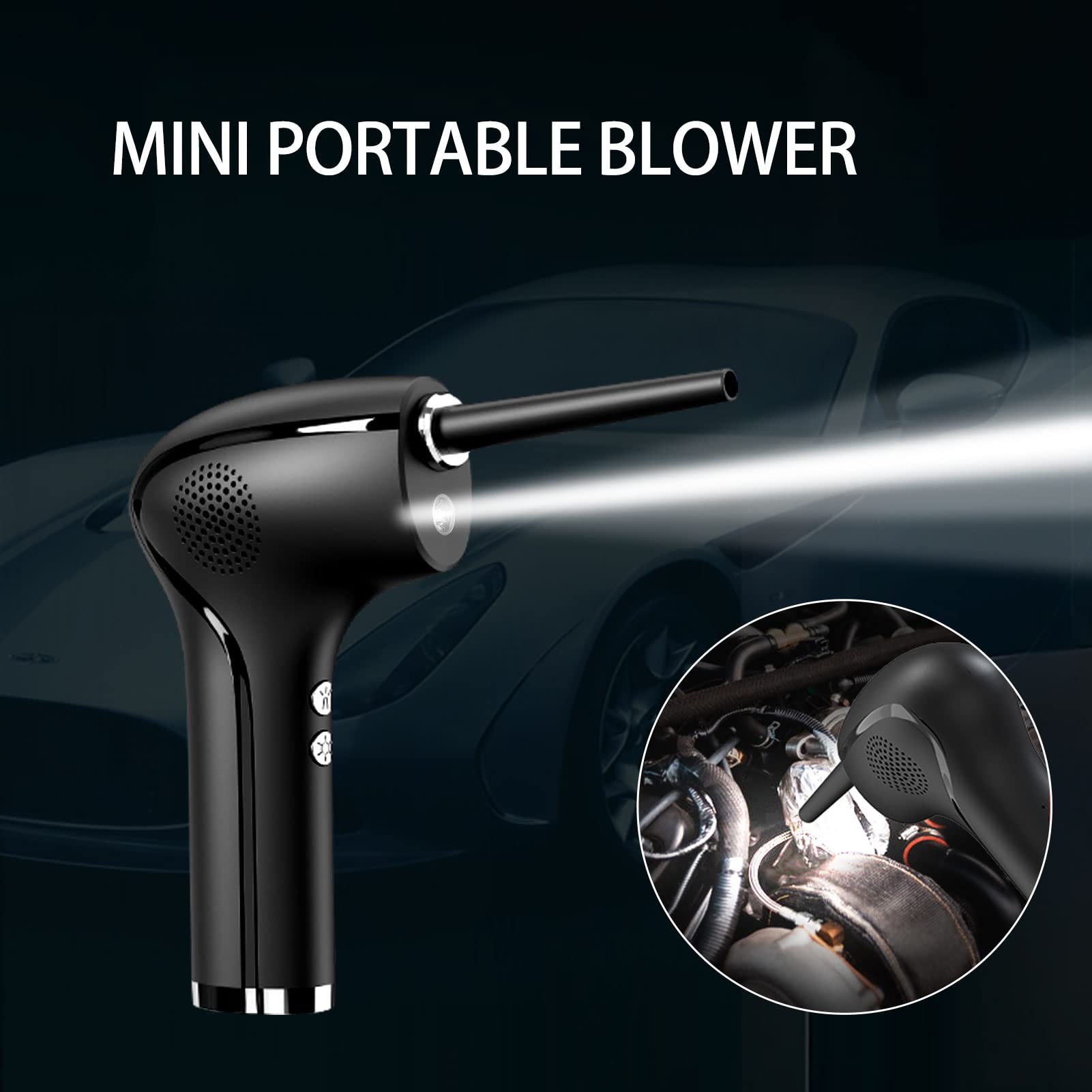 Omabeta Electric Dust Blower, Portable Air Duster Comfortable Grip Fast Charging with 2 Wind Nozzles for Home