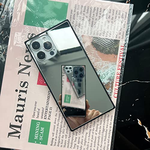 VAOXTY Compatible with iPhone 14 Pro Max Case Square Mirror Case Cute for Women Girls Makeup Glass Mirror Back Design Fashion Luxury Slim Thin Protective Cover Phone Case