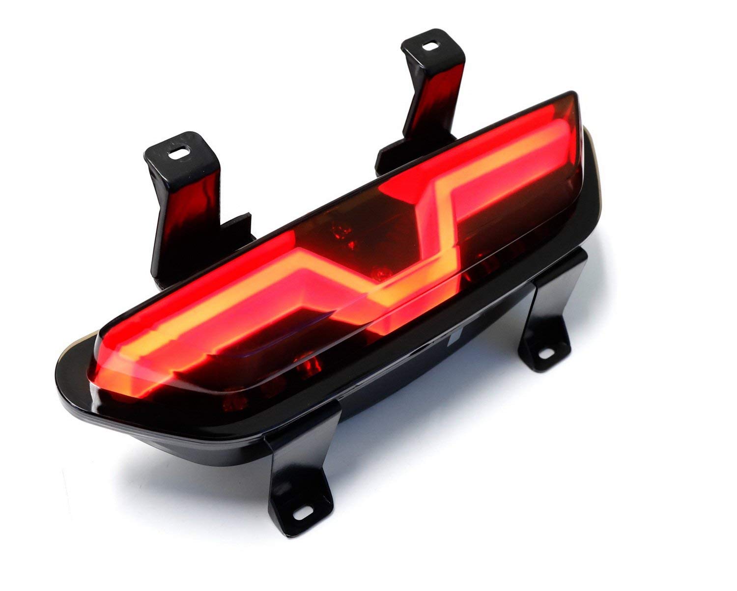 iJDMTOY Smoked Lens LED Rear Foglamp Compatible With 2015-2017 Ford Mustang, Full Red LED Tail Light Assembly Functions as Reverse Light & Rear Fog Light