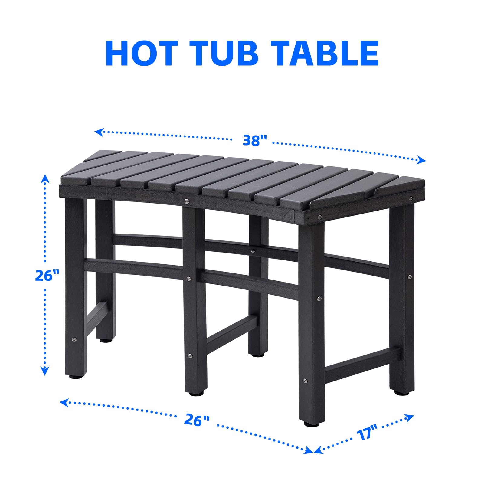 SwiftSlot Hot Tub Table, HDPE Pool Bench, 26''H Waterproof Spa Surround Bench, Durable Weather Resistant Curved Outdoor Bench, Grey