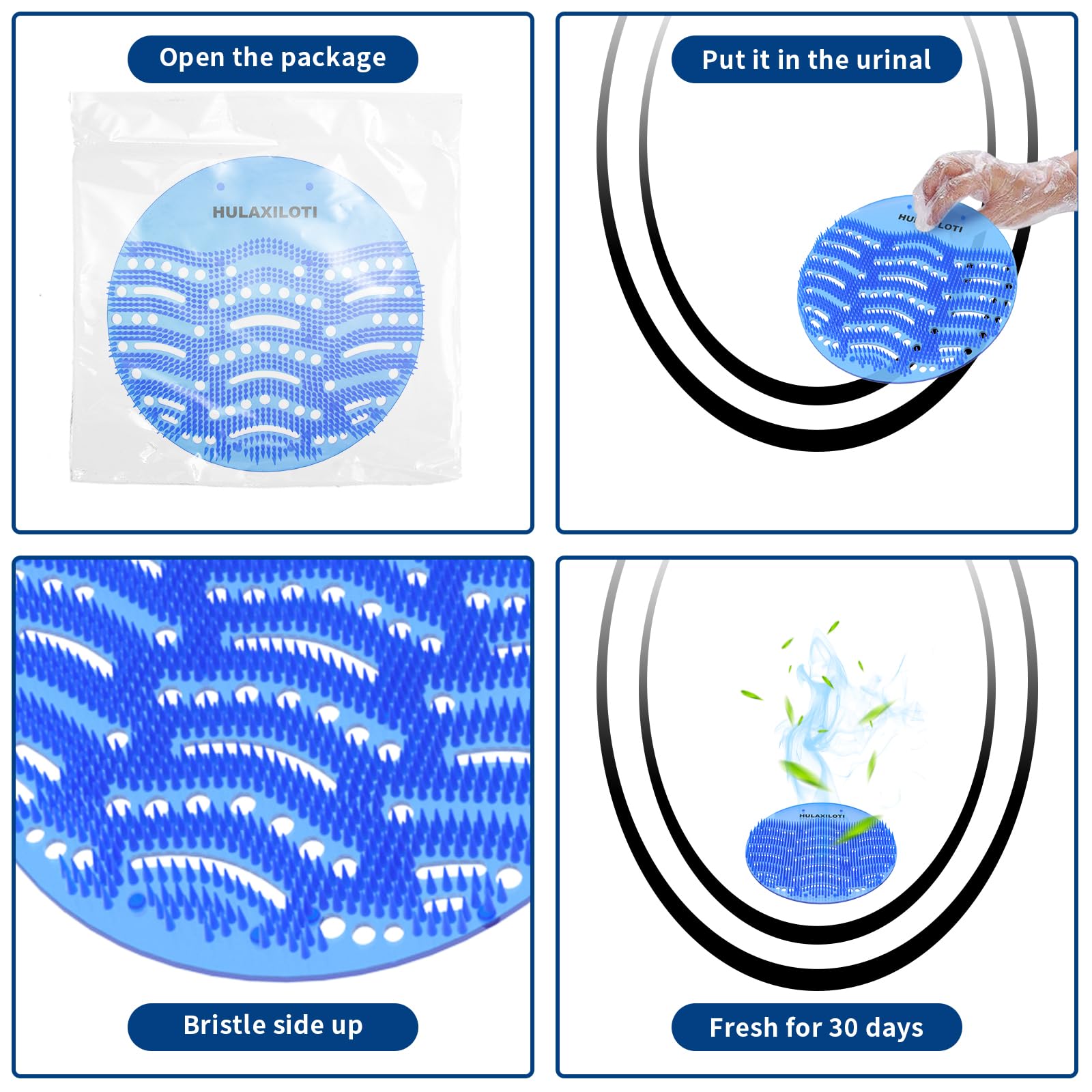 Urinal Screen Deodorizer(50 pack), Anti-Splash Urinal Screens Cakes with Long-Lasting Fragrance for Men Toilet Bathroom Airport Office Mall Hotel (25 Blue, 25 Orange)