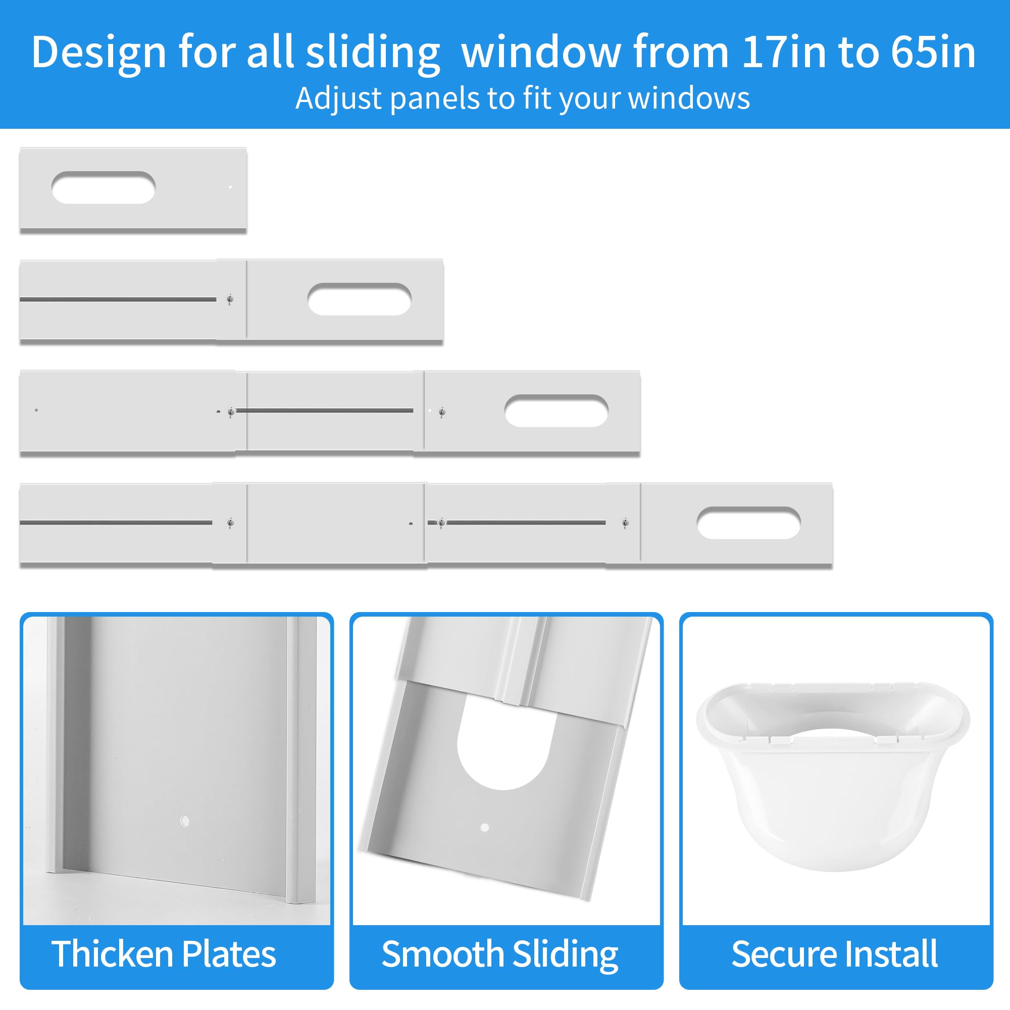 Portable AC Window Vent Kit - Complete Air Conditioner Window Kit for Sliding Window AC Window Seal for Anti-Clockwise Thread 5.9β AC Exhaust Hose