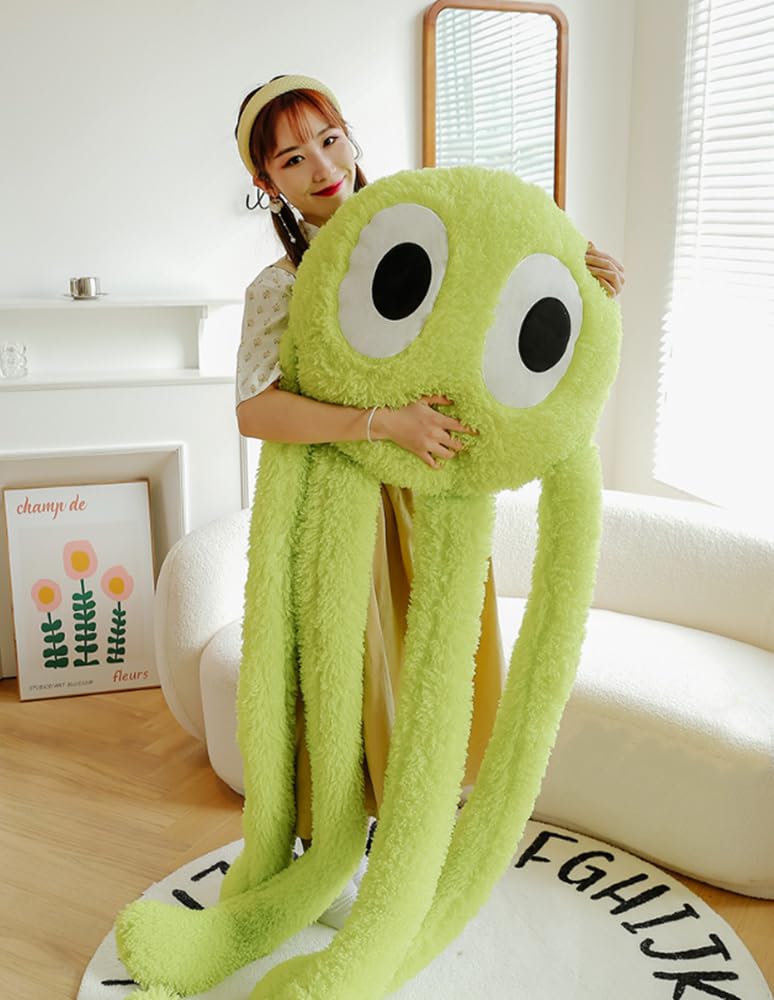 Xshelley Long Legs Octopus, Large Stuffed Animal Octopus Plush Toy, Pillow, Cushion, Soft Octopus Stuffed Sea Animal, Children's Gift (39 inch high Green)