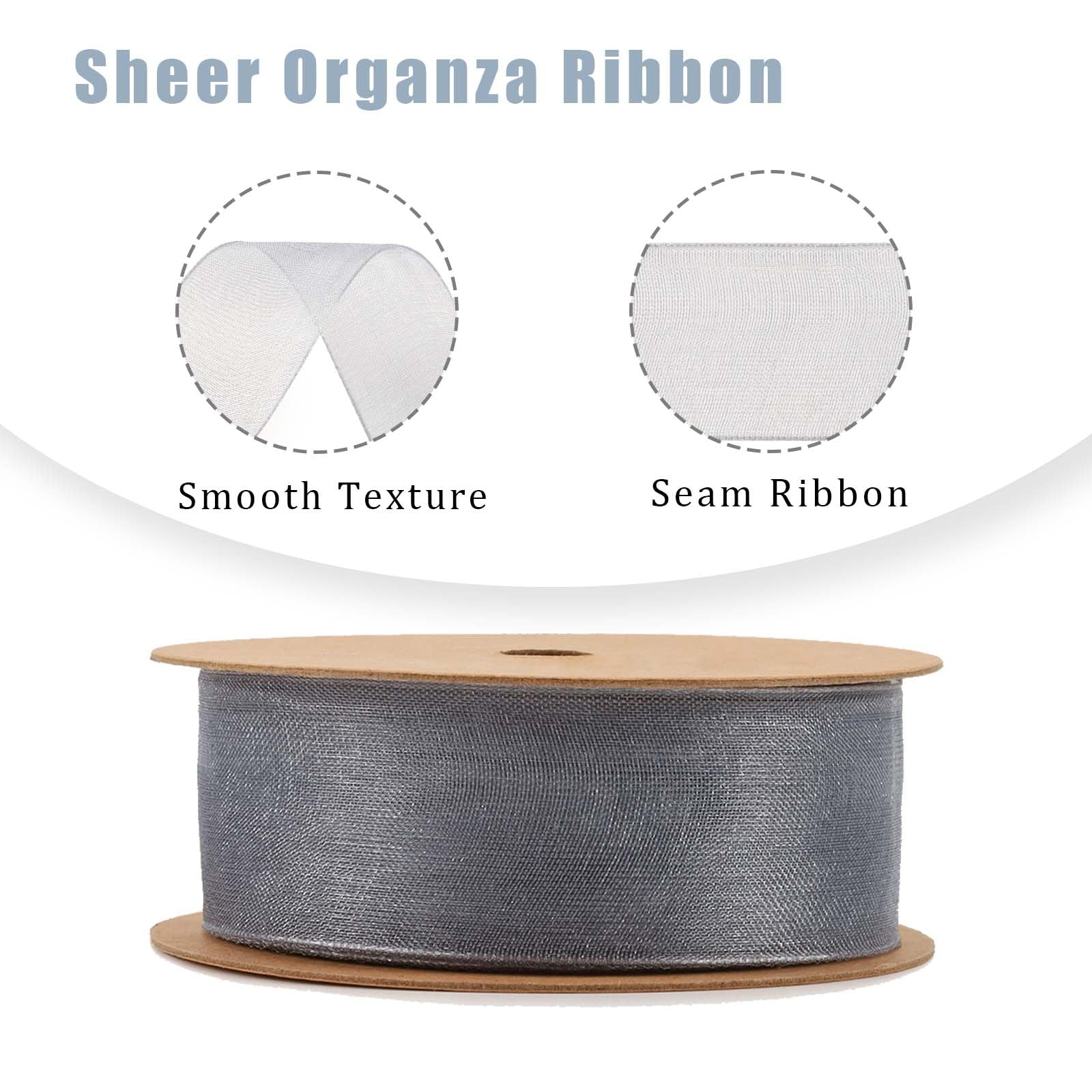 LaRibbons 1 Inch Sheer Organza Ribbon - 25 Yards for Gift Wrapping, Bouquet Wrapping, Decoration, Craft -Dark Rose