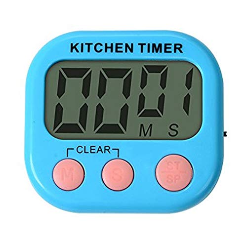 NiftyPlaza Digital Kitchen Timer Magnetic Cooking LCD Count Down and Up Time Loud Alarm for Food Household Use - T2 (2, Blue)