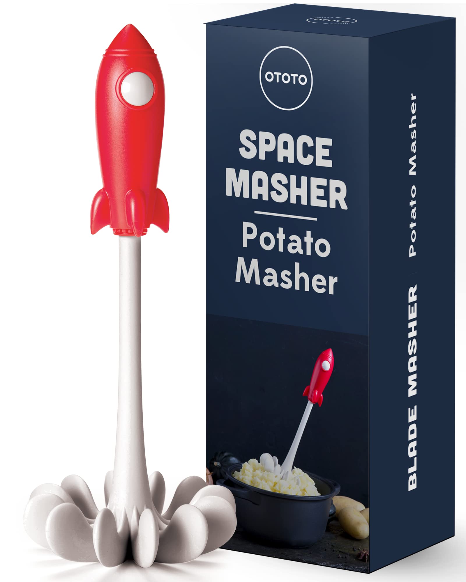 OTOTO Space Masher Potato Masher - Multi-functional Cooking Gifts for Home and Kitchen - Heat Resistant Rocket Masher for Potato, Guacamole, Pumpkin, Hamburgers