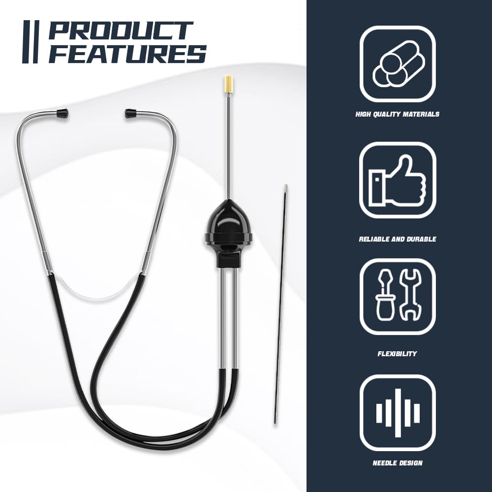 WINUERK Mechanic Stethoscope, Automotive Engine Diagnostic Sensitive Hearing Tool, Automotive Stethoscope Kit, Car Stethoscope Automotive Engine Diagnostic Tool for Cars, Trucks and Motorcycles