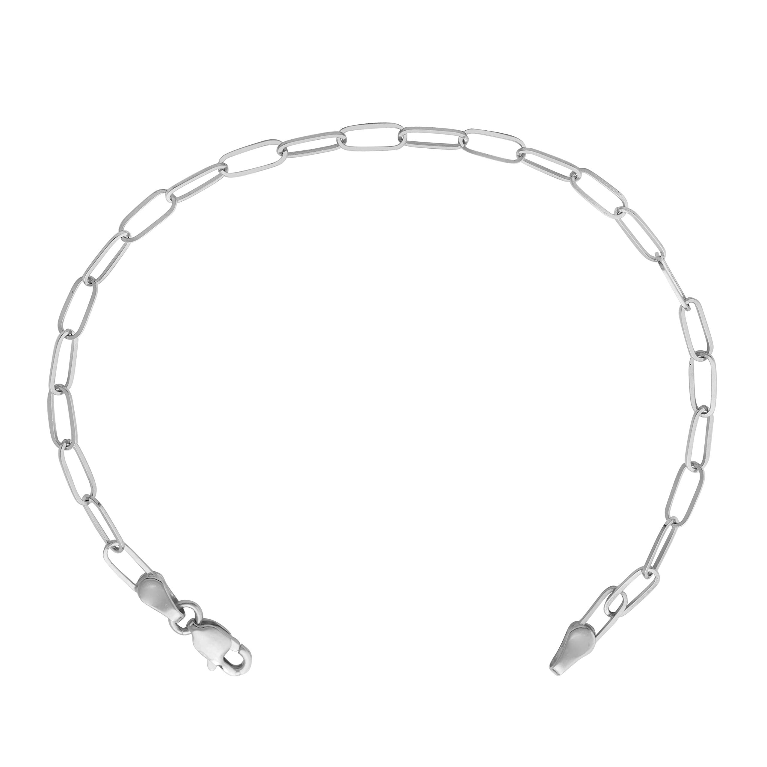 LoveBling 14k White Gold 3mm Paper Clip Link Bracelet (8")