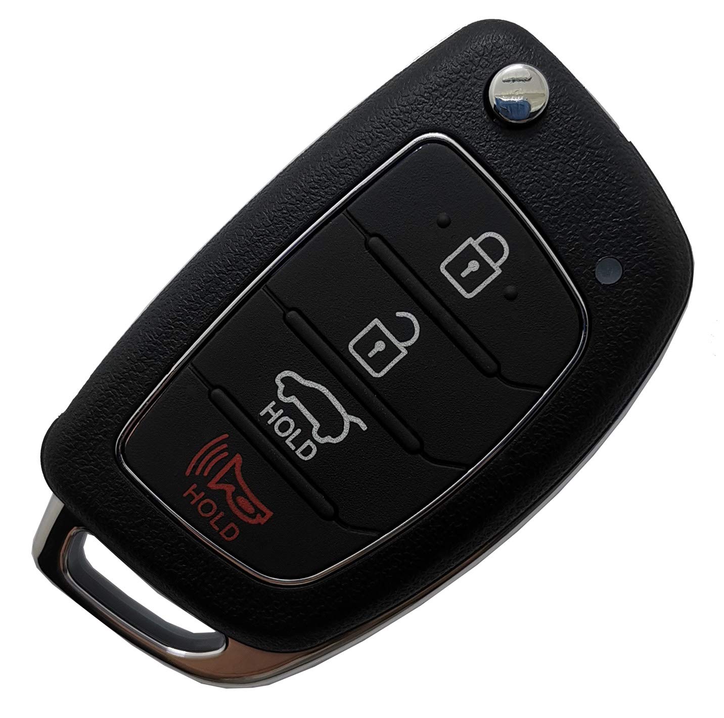 Key Fob Case Fits for Hyundai Santa Fe Sonata Flip Folding Keyless Entry Remote Replacement Key Fob Shell with Screwdriver and Uncut Blade (4 Buttons)