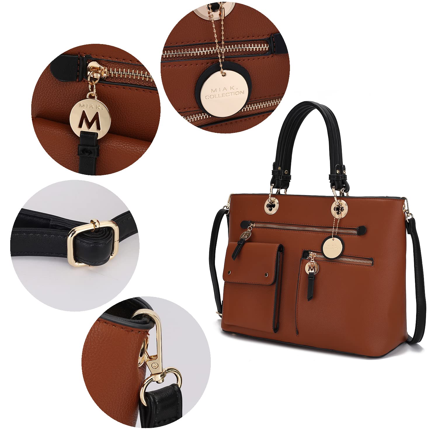 MKF Collection Satchel Bag for Women’s Crossbody Tote Handbag Top-Handle Purse Pewter