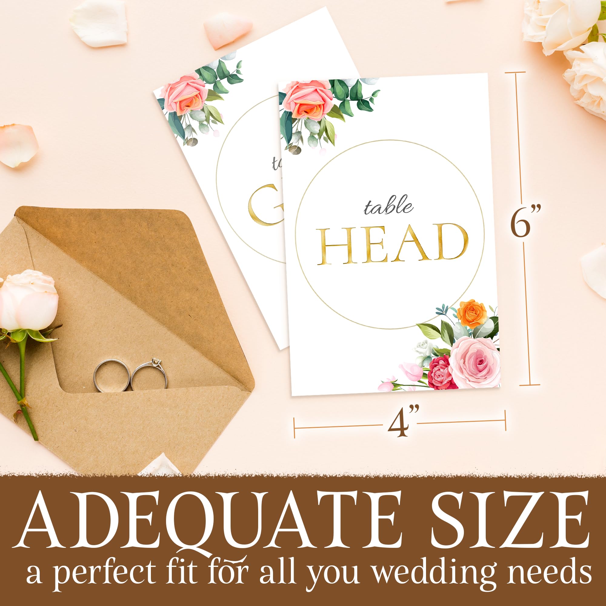 Table, Numbers, Cards 1-30 and Mini Table Numbers, Holders, Table, Numbers, Card for Wedding, Anniversary, Birthday, Party Table, Numbers, Cards Floral, Size 4'x6' Plus Head Table Card and Gift