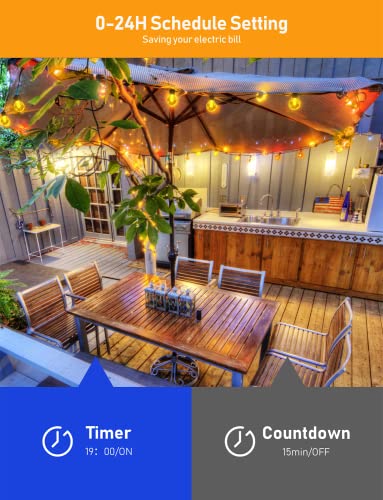 Outdoor String Lights with Dimmer - 50Ft Led Patio Lights App Control 3 Modes Waterproof Connectable Hanging Light with Timer Function 25 Plastic G40 Globe Bulb for Backyard Porch Balcony Party Decor