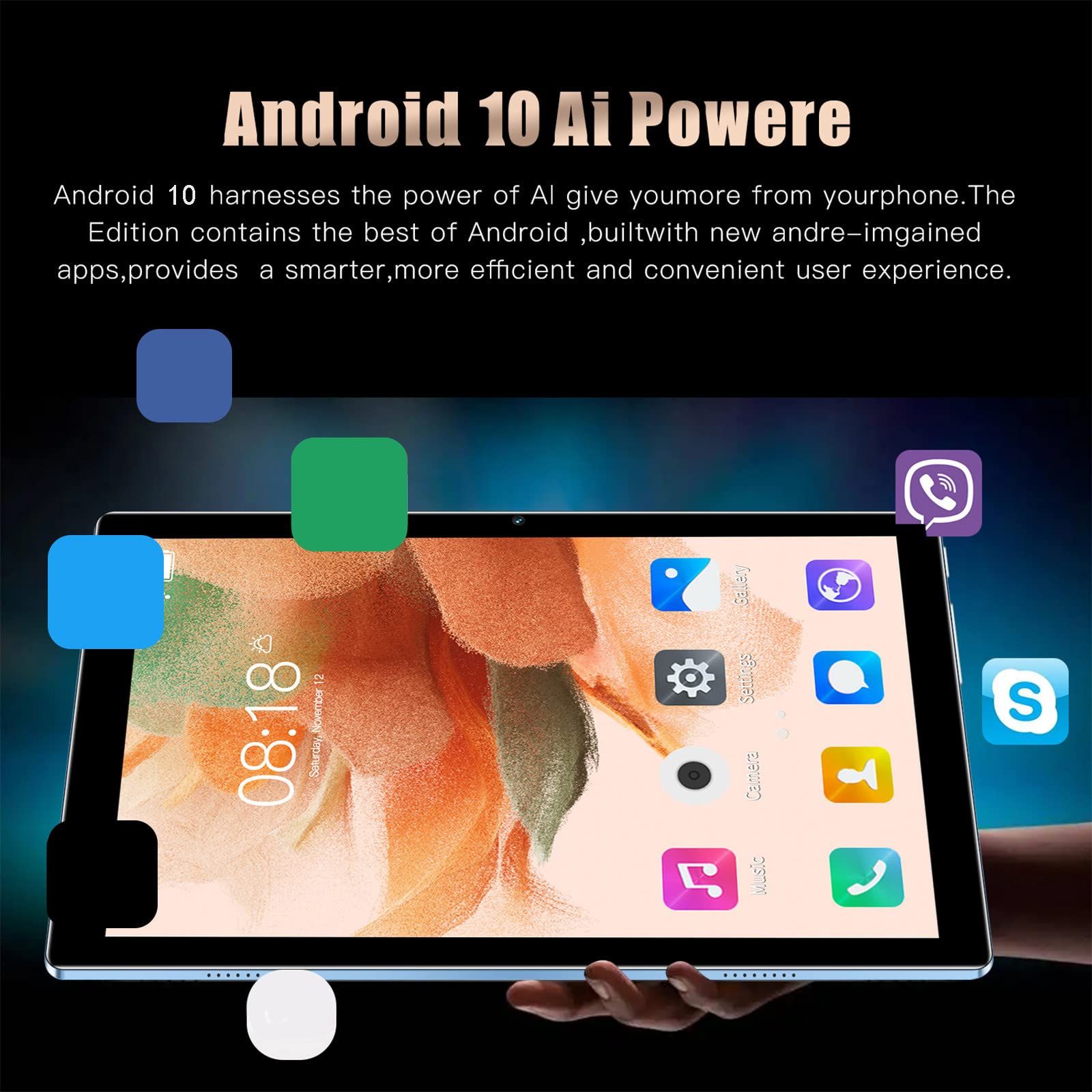 Tablet 10.1 Inch Android Tablet 2GB Ram 32GB Storage Dual Camera/Sim Car, Support 128GB Expand Storage TF Card Quad-core Processor, 2Ghz Widescreen Entertainment, Fast Responsive and Durable (Blue)