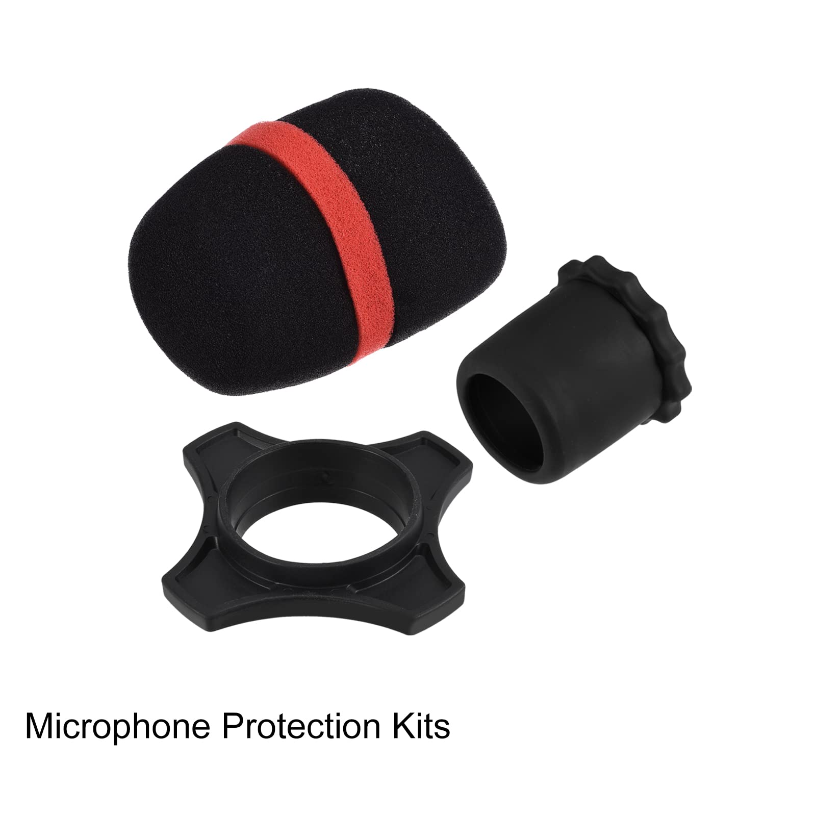 MECCANIXITY Microphone Cover, Anti Fall Rubber Ring and Mic Bottom Rod Holder Sleeve Black for KTV Mic Device, 5 Set