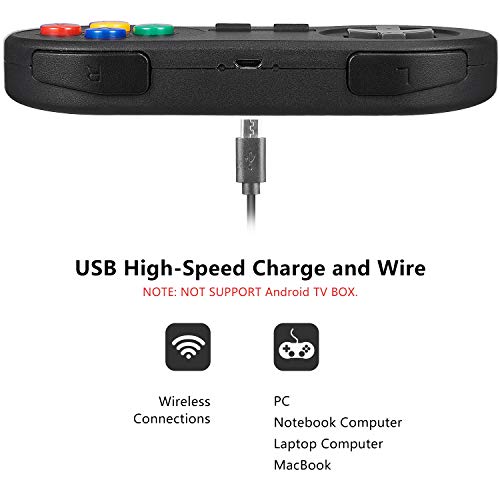 iNNEXT (2 Pack) 2.4GHz Wireless USB SNES Style Controller Compatible with Super Retro Games, Game pad for Windows PC MAC Linux Raspberry Pi Emulator [Rechargeable] [Plug & Play]