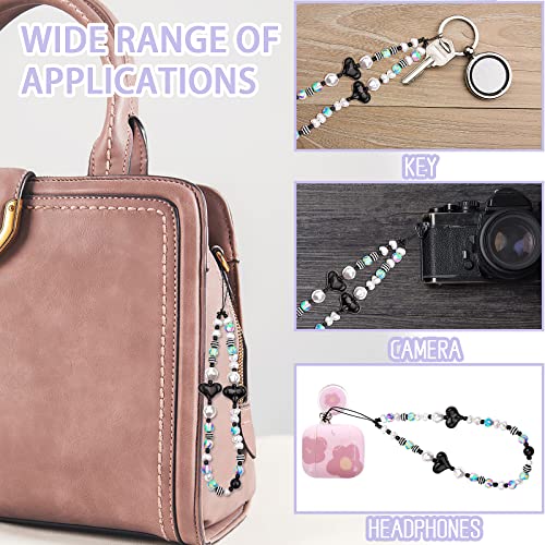 TIESOME Beaded Phone Lanyard, Cell Phone Charm Wrist Strap Heart Clay Beads Keychain for Men Women Cell Phone String Strap
