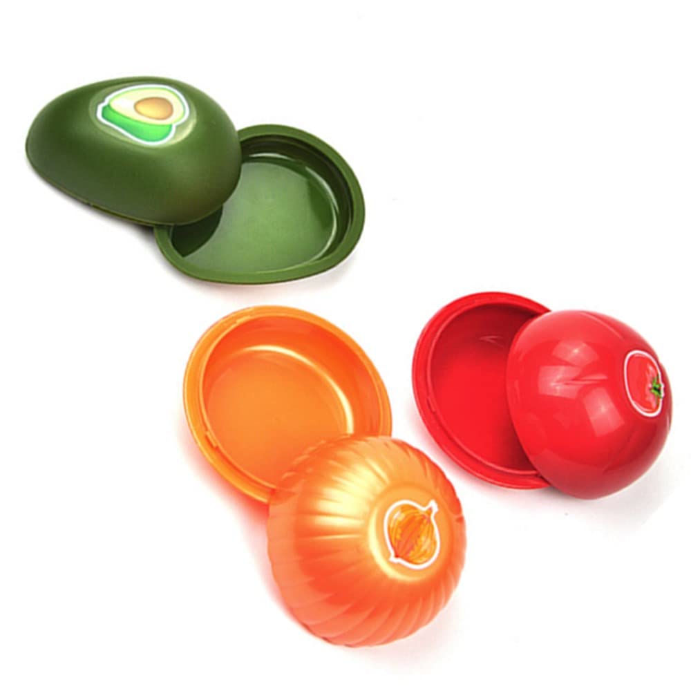 OUKEYI Fruit and Vegetable Storage Containers Reusable SiliconeRefrigerator Box Storage Bowls Saver Holder Keeper foronion, Tomato, Lemon, and avocado ,Refrigerator Vegetable Crisper 4Pieces