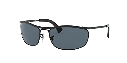 Ray-Ban RB3119 Olympian Rectangular Sunglasses, Demi Gloss Black/Black/Blue, 62 mm