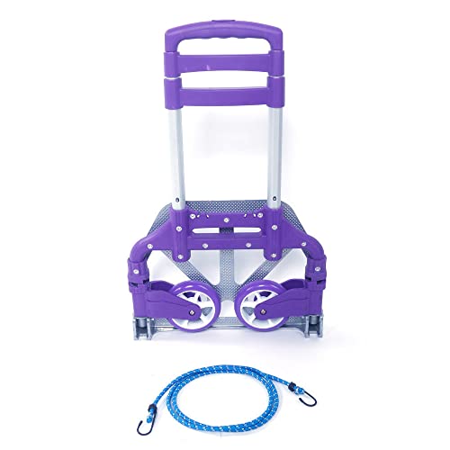 Portable Aluminium Cart Folding Dolly Push Truck Hand Collapsible Trolley Luggage (Purple)