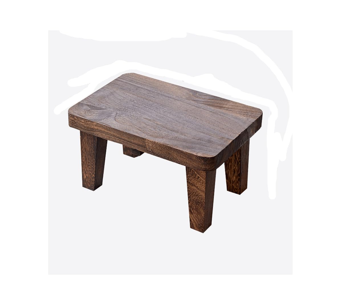 TEMIREN Solid Wooden Bench Household Stool,Living Room Step Stool Short Stool,Coffee Table Stool Shoe Stool,Wooden Plant Stand (11.8 "x7.8 x6.3) (Heavy Carbon)