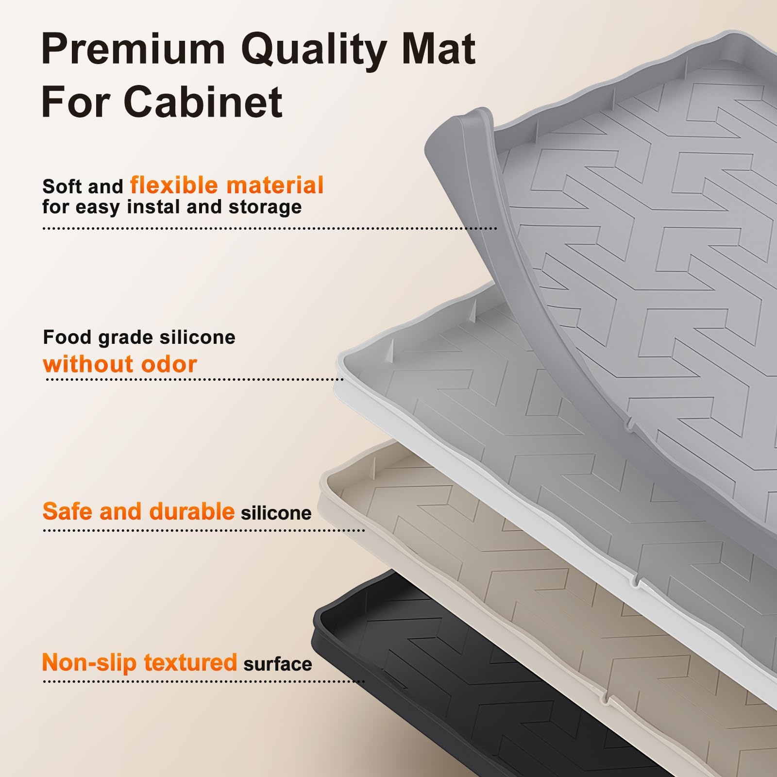 Sevenblue Under Sink Mat for Kitchen Waterproof, 34" × 22" Under Sink Liner and Protector for Bottom of Kitchen Sink, Bathroom Silicone Basin Undersink Mat Cabinet Shelf Drip Tray(Grey)