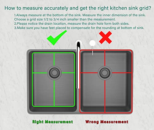 SANNO Kitchen Sink Grate Stainless Steel Sink Protector for Kitchen Sink, Grid Sink Protector Kitchen Sink Rack for Bottom of Sink,Center Drain Sink Bottom Grid,25"L X 12.8"W