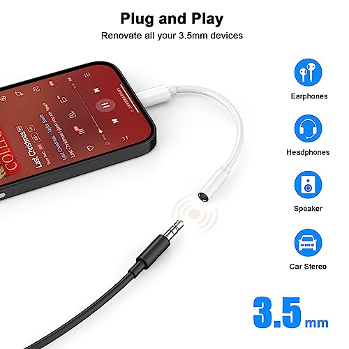 Ucaca iPhone Headphone Adapter, 2 Pack Lightning to 3.5mm Jack Headphone Adapter [Apple MFi Certified] iPhone Aux Adapter Dongle for iPhone 14/14 Pro Max/13/13 Pro Max/12/12 Pro Max/11/XS/XR/X/8/7/6