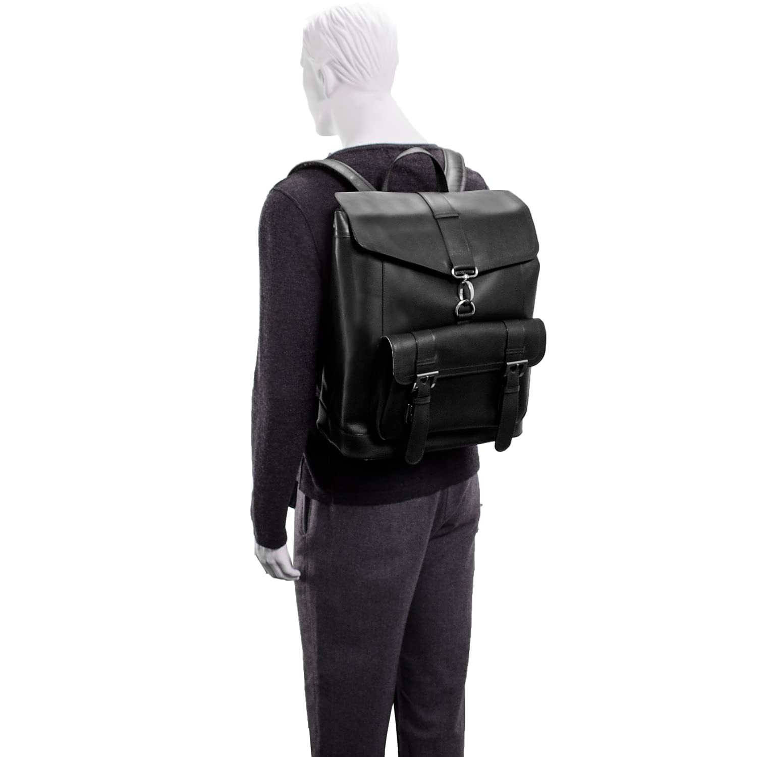 Mcklein Laptop Backpack, Hagen, Top Grain Cowhide Leather, Black (88025)