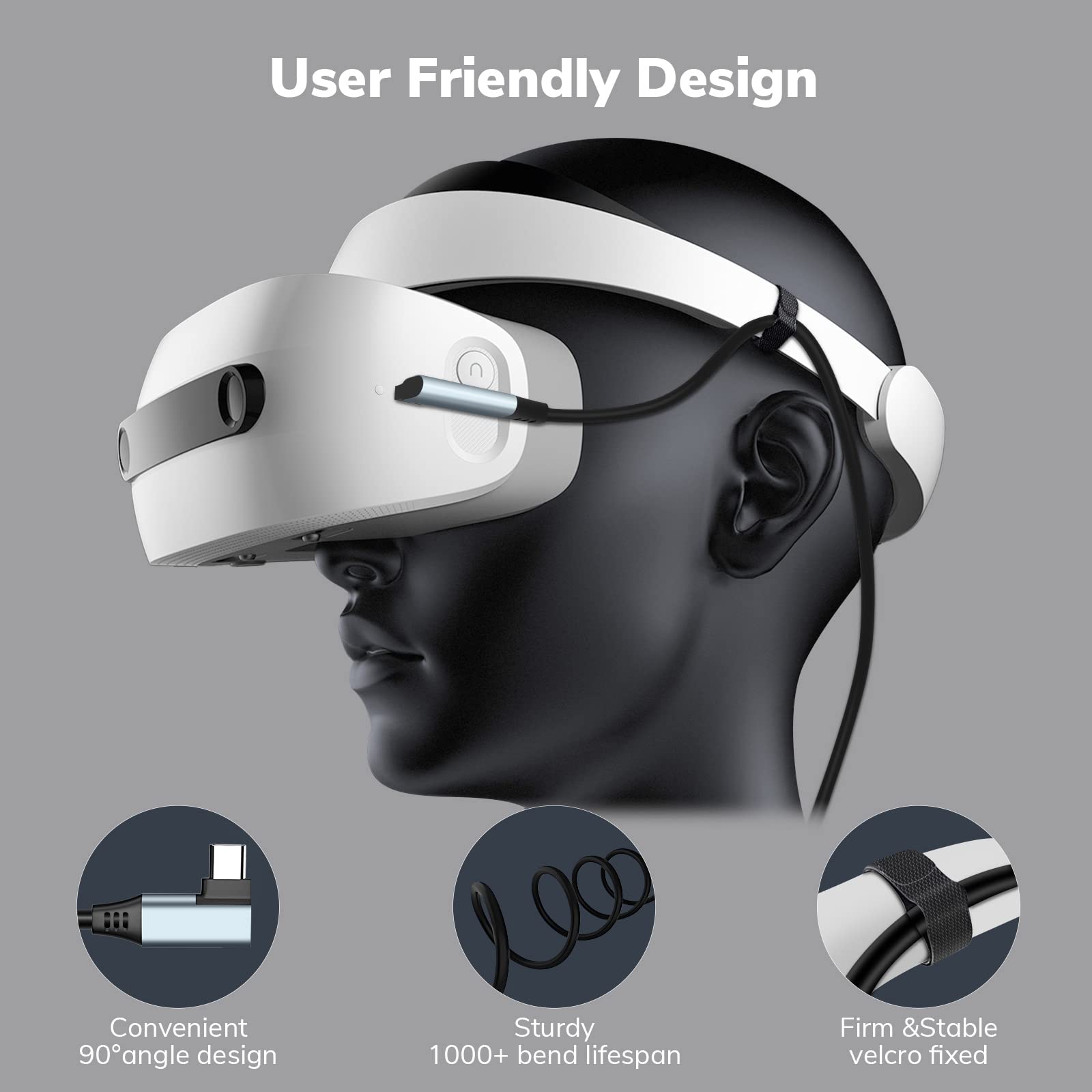 RUIZHI for Oculus Quest 2 Link Cable16ft Fast Charging and High Speed Data Transfer USB 3.0 to USB C Cable Compatible with Oculus/Meta Quest 2 VR Headset Gaming PC Steam VR