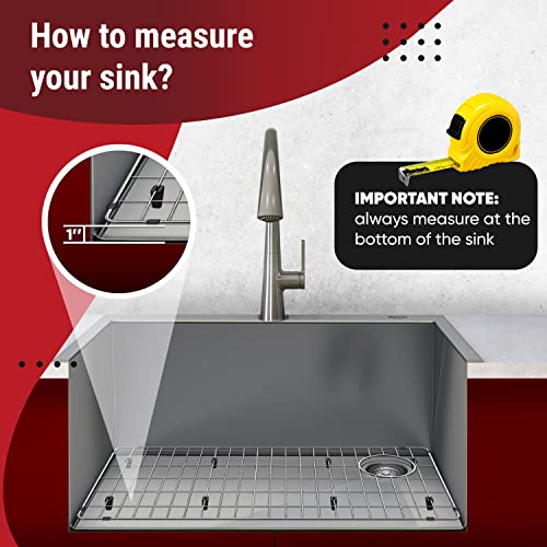 Sink Protectors for Kitchen Sink, Stainless Steel Sink Protector 28-1/4" x 14-1/4" x 1-1/4", Sink Grate for Bottom of Kitchen Sink