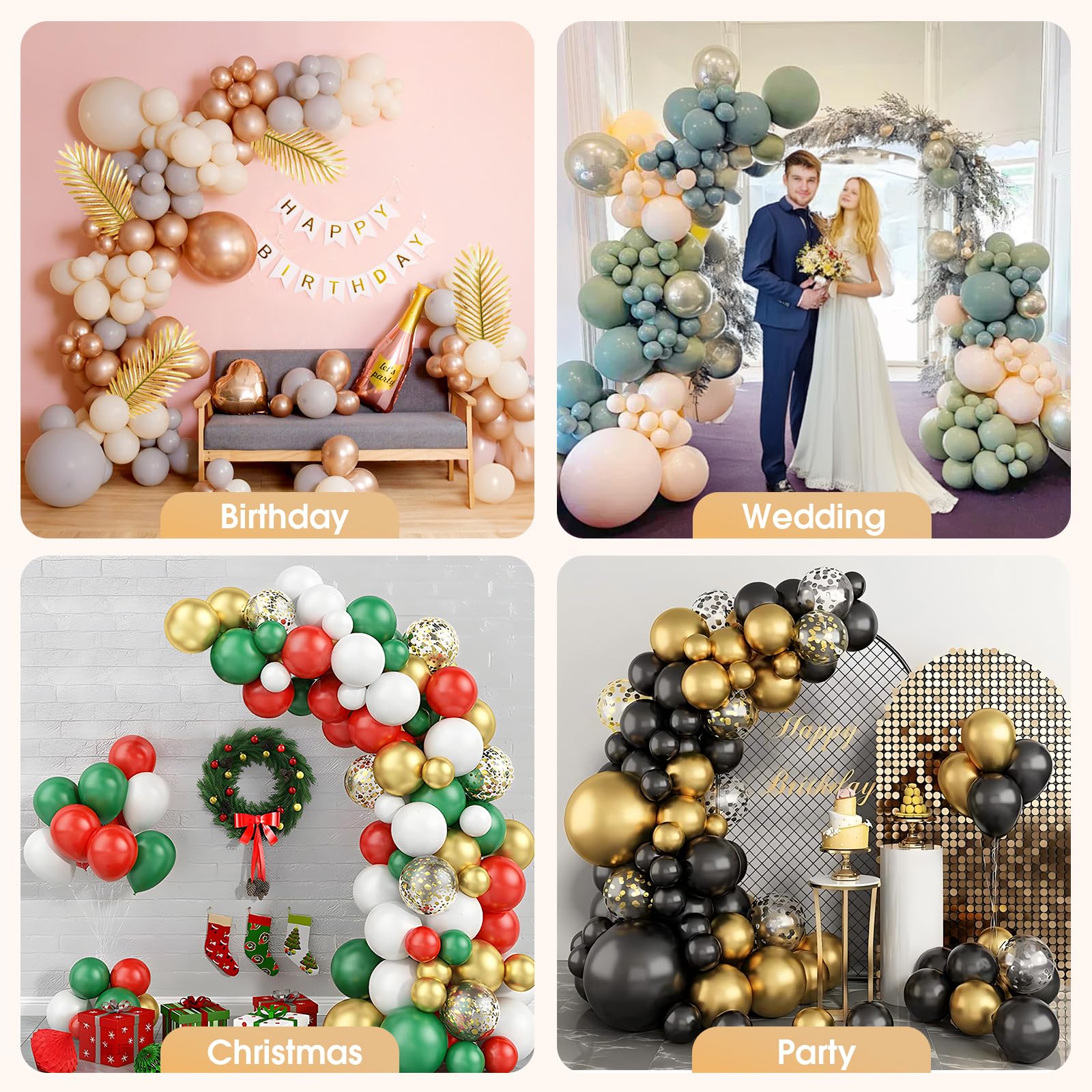 Versatile Balloon Arch Kit - Adjustable 8.2FT & 6FT Bendable Balloon Stand with Bases and Manual Pump, Perfect for Weddings, Birthdays, Baby Showers, Holidays, Graduations, Party Decorations (White)