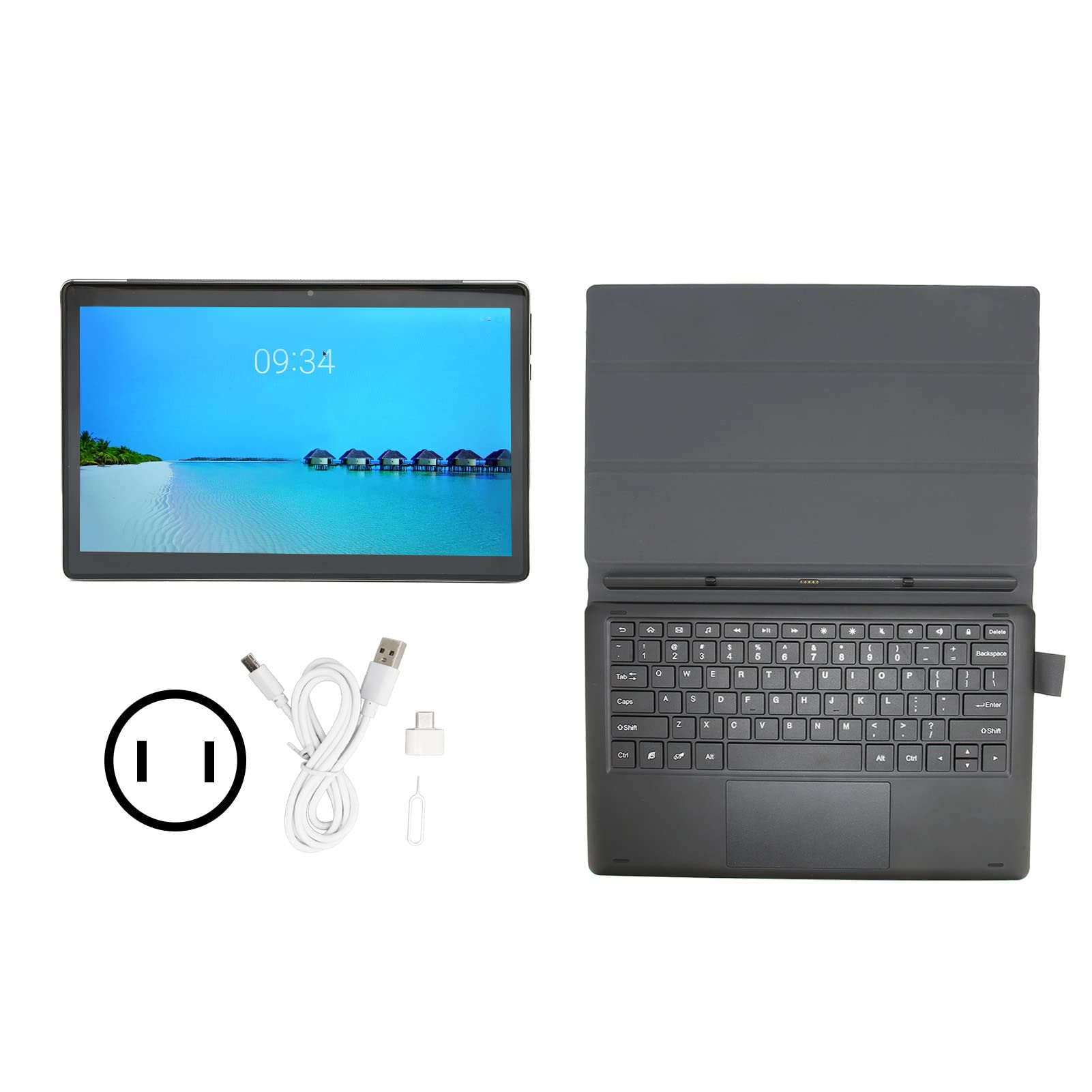 Tablet PC for Android 8.0, 11.6in Large Screen 4GB RAM 128GB ROM MT6797 10 Core CPU 4G LTE Dual SIM Tablet, 5MP Front 13MP Rear Wide Viewing Angle 100‑240V(Black)