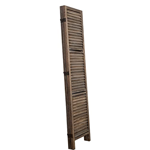 Proman Products Rancho Shelf 4 Panel Room Divider FS17191, Folding Screen, Privacy Screen, Room Partition, Paulownia Wood, (Max Extend with Shelves) 47" W x 11" D x 67" H, Rustic Brown