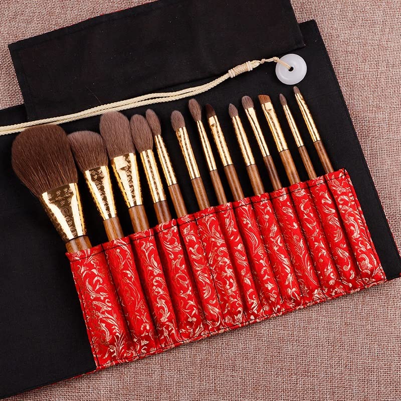 TREXD Makeup Brushes Makeup Tools 13 Brushes and Traditional Jacquard Weave Cosmetic Bag