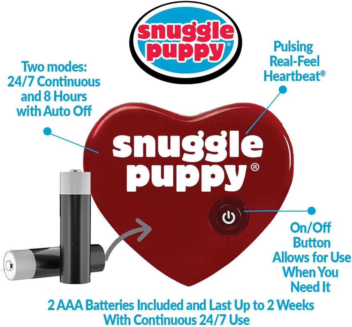Snuggle Puppy Original Heartbeat Stuffed Toy for Dogs, Pet Anxiety Relief and Calming Aid Bundle with Puppy Bites Day Calm and Night Calm.