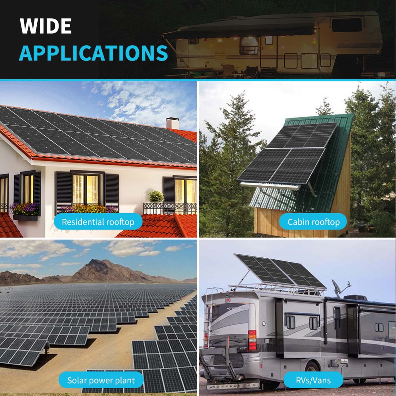 Renogy 6pcs Solar Panel Kit 320W 24V Monocrystalline On/Off Grid for RV Boat Shed Farm Home House Rooftop Residential Commercial House,6 Pieces, UL Certified