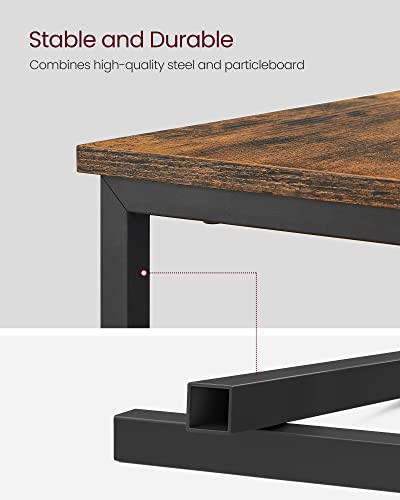 VASAGLE Side Table with Charging Station, Narrow End Table with 2 Drawers, Slim Nightstand and Bedside Table with Storage, for Small Spaces, Rustic Brown and Black ULET321B01