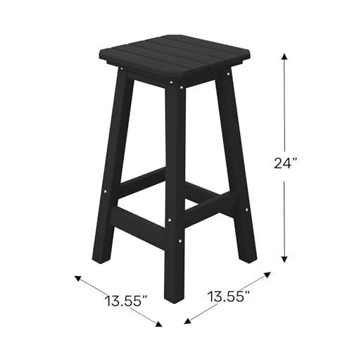 WestinTrends Malibu 24" HDPE Outdoor Patio Counter High Backless Square Bar Stools Set of 3, Turquoise