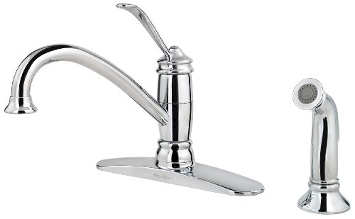 Pfister LF-034-4ALC Brookwood 1-Handle Kitchen Faucet with Side Spray in Polished Chrome, 1.8gpm