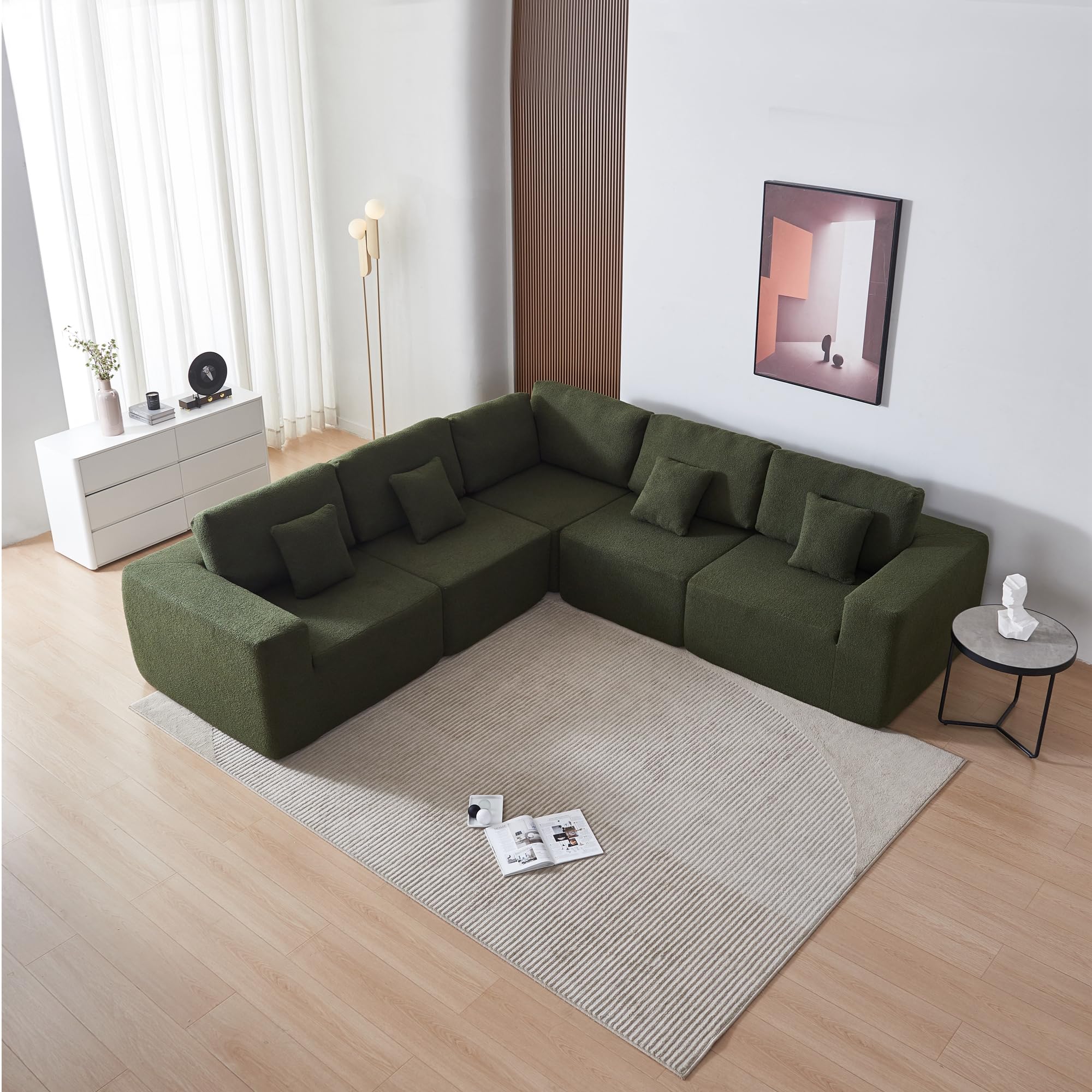 VASOENY 108.3 X 108.3'' Modular L Shaped Sectional Sofa, Oversized L Shaped Couch, Upholstered Foam-Filled Modern 5 Seat Corner Sofa with 4 Pillow for Living Room, Office, Apartment