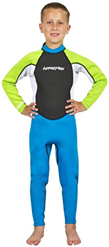 Hyperflex Access Unisex Full Body 3mm Backzip Wetsuit Watersports - Kid Sizes - Warm 4-Way Stretch Neoprene - Adjustable Collar and Flat Lock Construction - High Performance 50+ UV Shield
