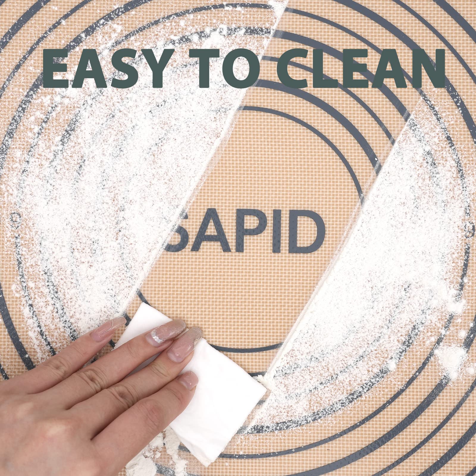 Sapid Extra Thick Silicone Pastry Mat Non-slip with Measurements for Non-stick Silicone Baking Mat Extra Large, Dough Rolling, Pie Crust, Kneading Mats, Countertop, Placement Mats (20" x 28",Gray)
