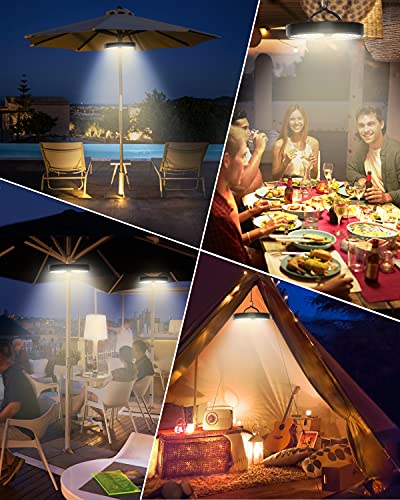 Patio Umbrella Light, Rechargeable Cordless Umbrella Lights 48 LED Lights 450 Lumens 3 Modes Umbrella Pole Light, 72 Hours Working Time Outdoor Patio Lights for Patio Umbrellas Camping Tent