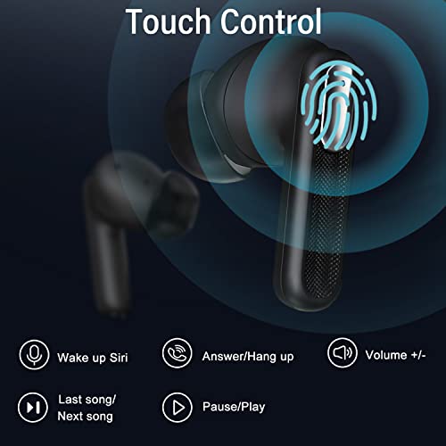 Wireless Earbuds Bluetooth 5.1 Headphones with Wireless Charging Case IPX7 Waterproof Stereo Earphones in-Ear Built-in Mic Headset, Auto Pairing Headphones for iPhone/Samsung/iOS/Android (Black)