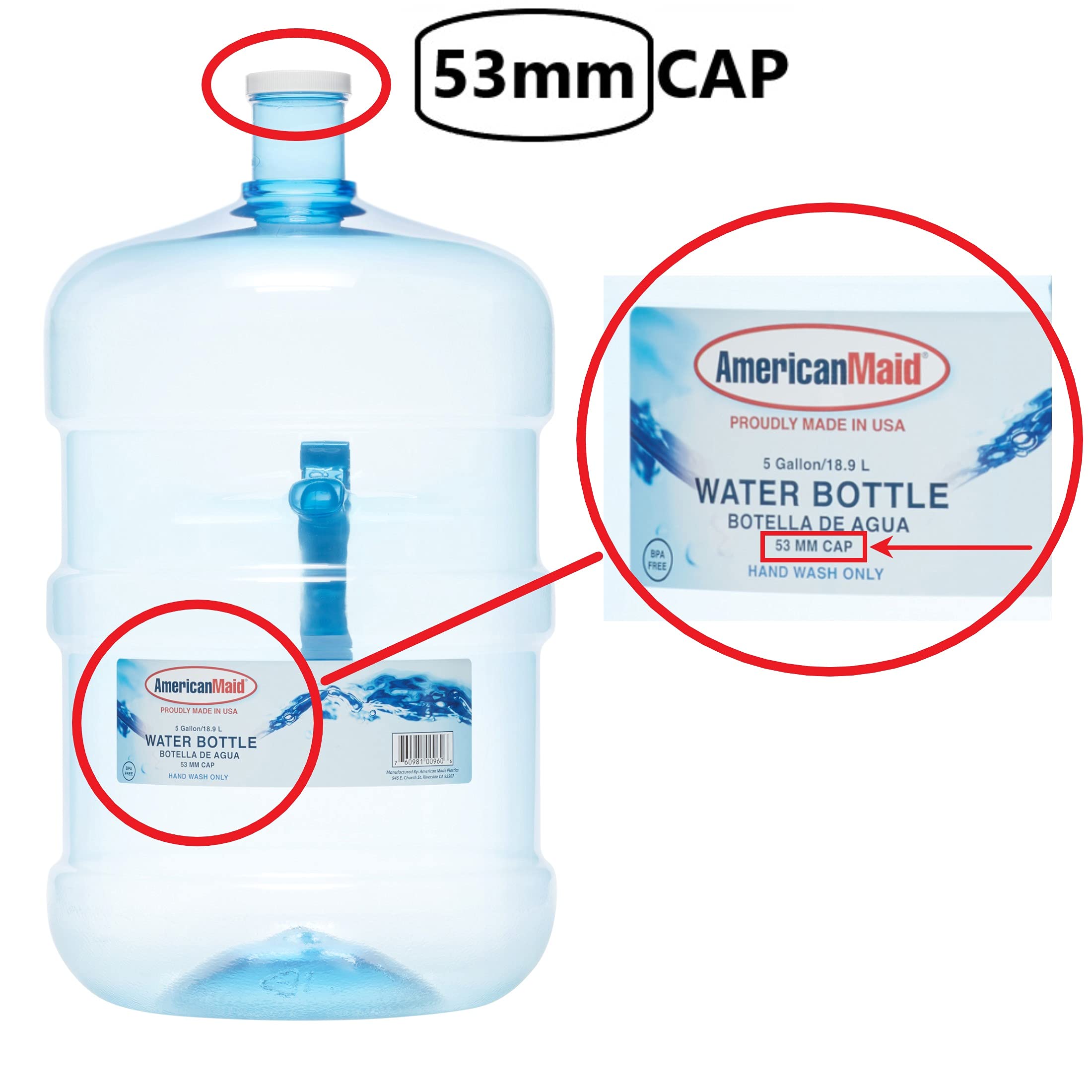 Threaded / Screw-On Caps for Water Dispenser Plastic Bottles/Jugs with Size 53mm Caps (2pk)