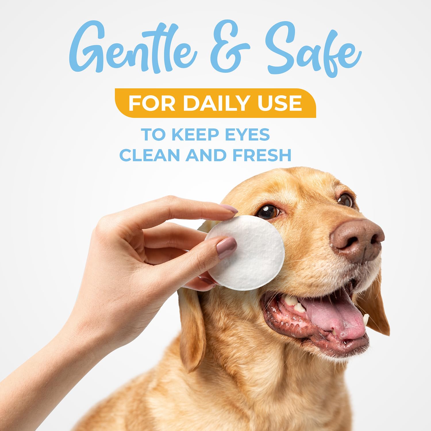 VetWipe Dog Eye Wipes, Cat Face Wipe, Gently Cleans and Removes Eyes Discharge, Crust, Booger - Tear Stain Remover for Dogs - 100 Count