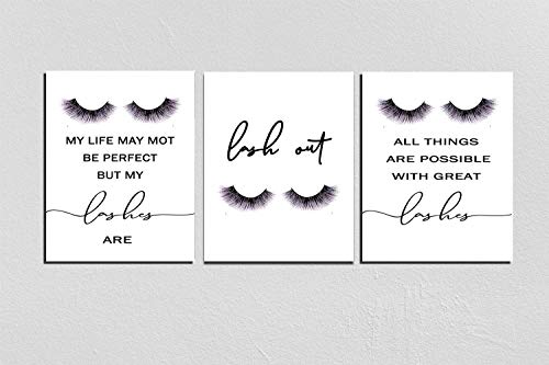Lash out,Eyelashes Prints Set,Set Of 3,Lashes Print,Lash Decor,Beauty Salon Decor,Lashes Studio,Lash room decor,My life may not be perfect 8X10inch Noframed