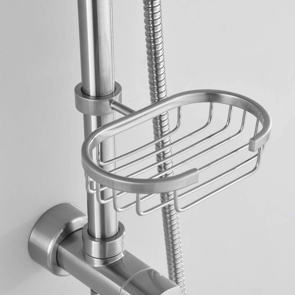 Shower System with 8" Rain Shower Head, 5-Function Shower Head with Handheld, Adjustable Slide Bar, 59" Stainless Steel Hose, Brushed Nickel