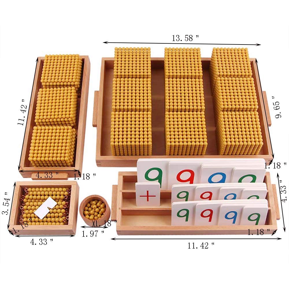 Kghios Montessori Golden Beads Materials Decimal System Bank Game Montessori Math Toys Mathematics Teaching Aids Materials Baby Preschool Education Toys