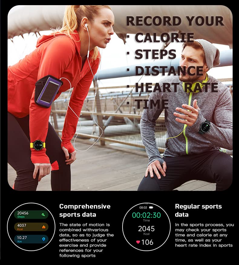 Smart Watches for Men Waterproof Fitness Watch Activity & Fitness Tracker with Notification Reminder/Step Counter/Mileage for Android iOS Phone